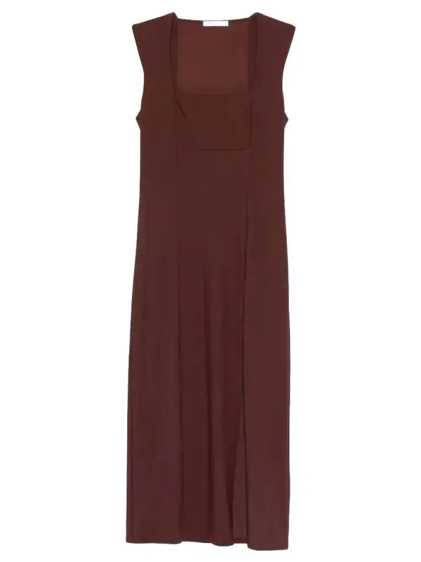 Patrizia Pepe Square-neck Midi Dress - Brown