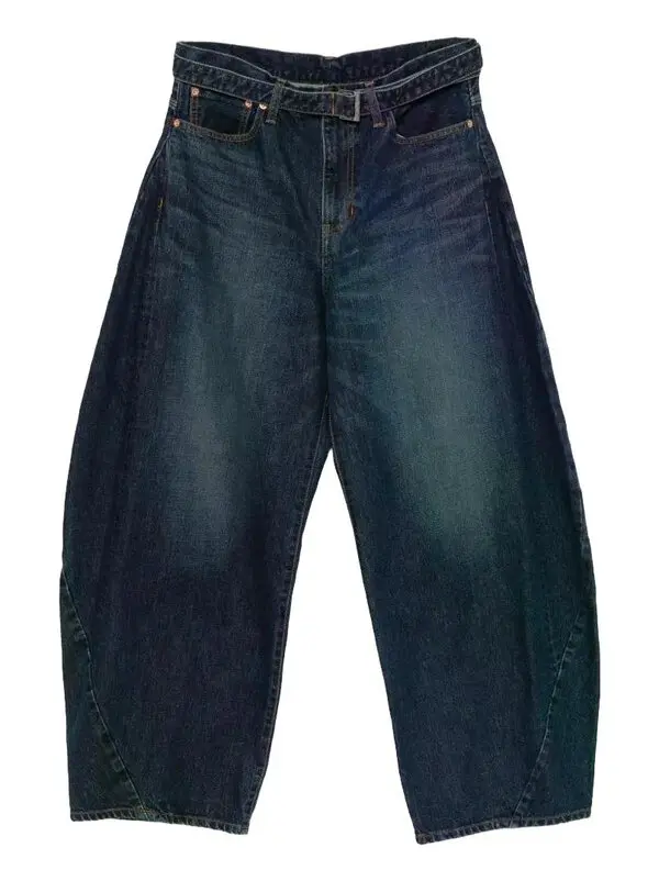Sacai Belted Barrel-leg Jeans - Blue