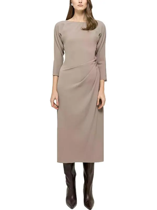 NISSA Pleated Midi Dress - Grey