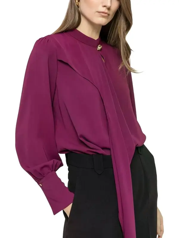 NISSA Draped Chiffon Blouse - Purple
