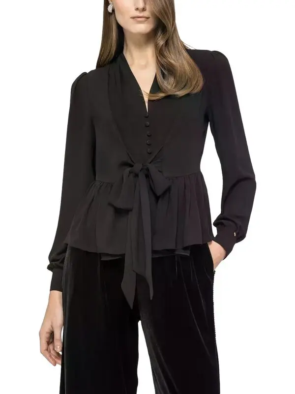 NISSA Ruffled Blouse - Black