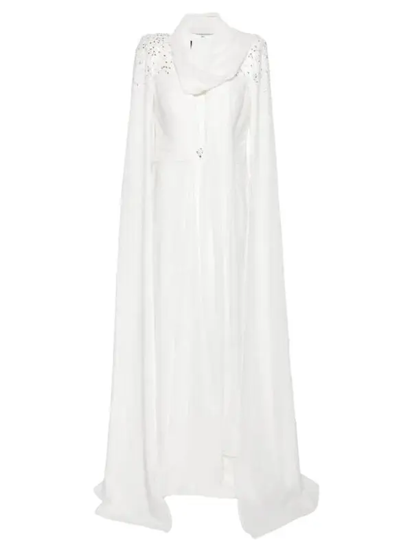 THE COUTURE CLUB Embellished Cape Gown - White