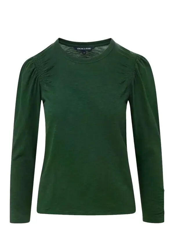 Veronica Beard Bouvet Long-sleeve Gathered T-shirt - Green