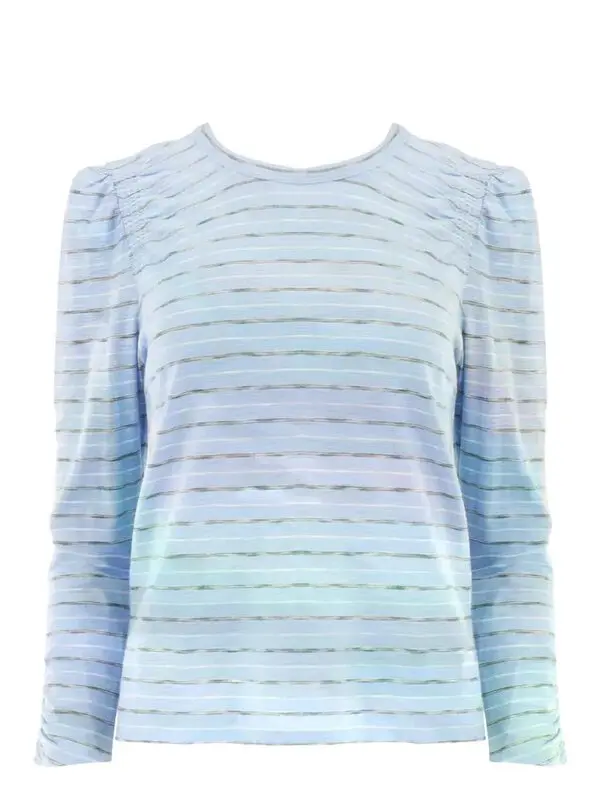 Veronica Beard Bouvet Gathered-detail Striped T-shirt - Blue