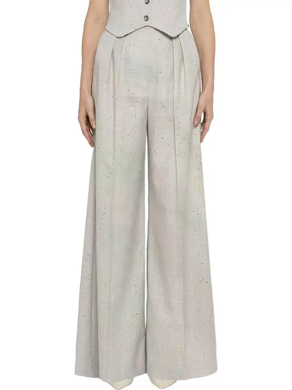 NISSA Embellished Wide-leg Palazzo Pants - Grey