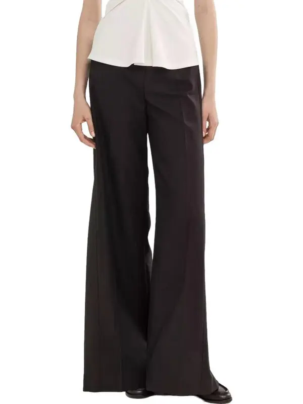 NISSA Wide-leg Linen Trousers - Black