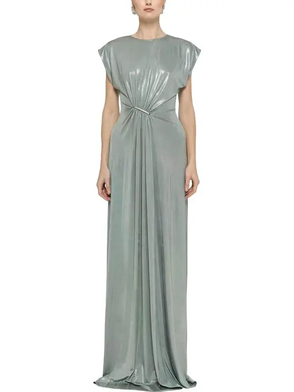 NISSA Metallic Maxi Dress - Green