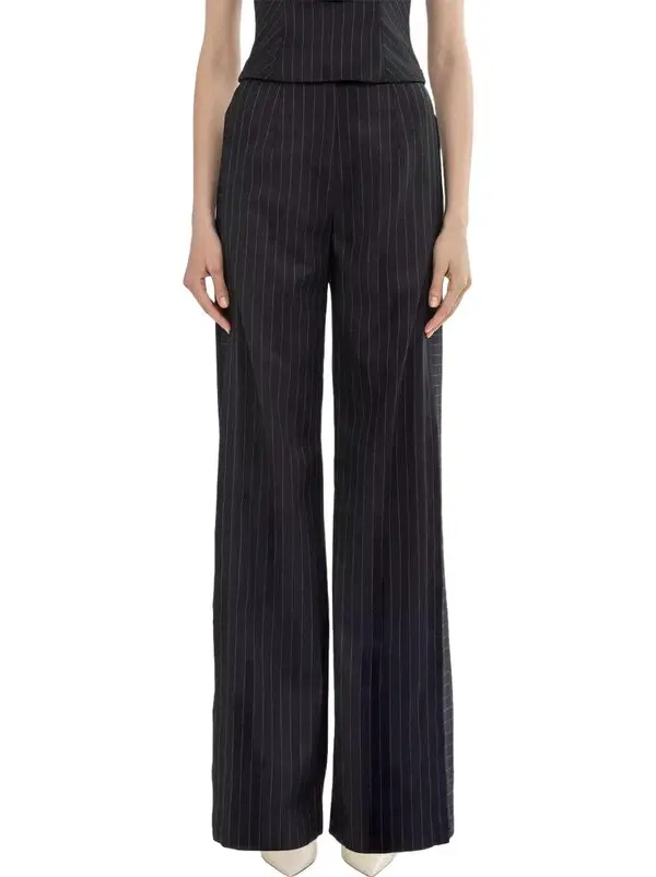 NISSA High-rise Pinstripe Trousers - Blue