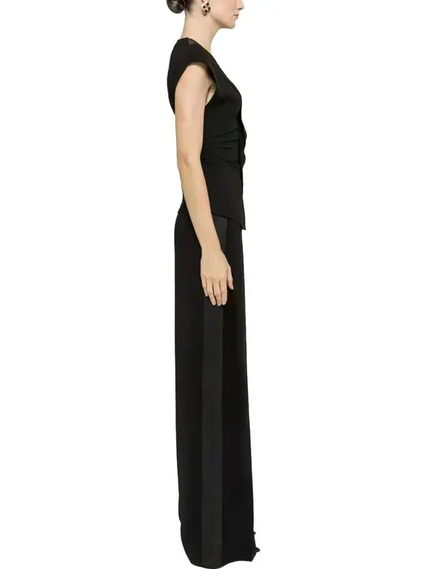 NISSA Ruffled Crepe Blouse - Black