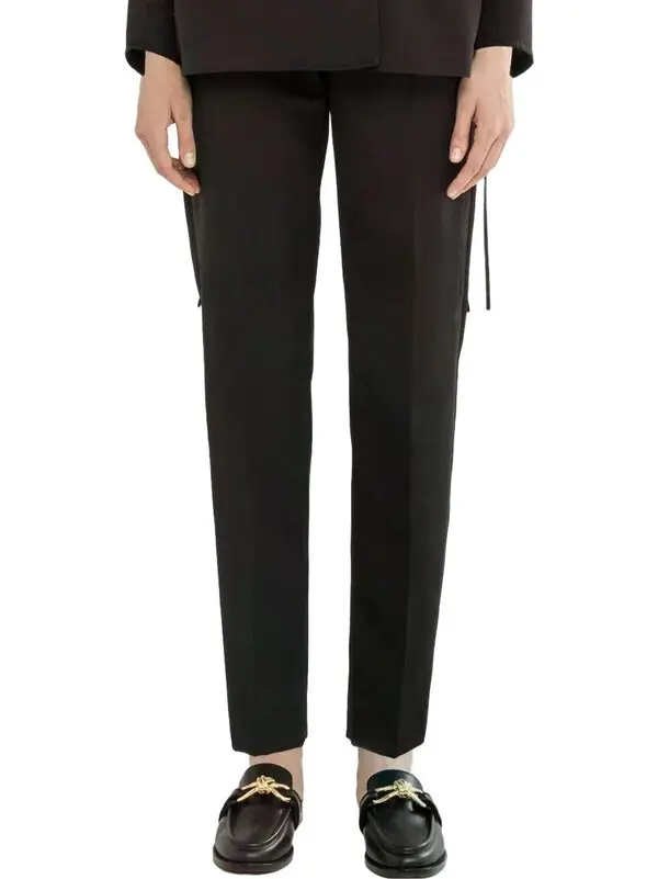 NISSA Slim Wool Trousers - Black
