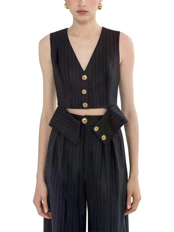 NISSA Single-breasted Pinstripe Waistcoat - Blue