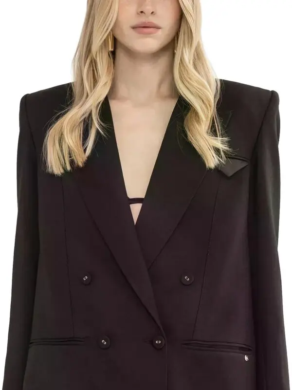 NISSA Double-breasted Open-back Blazer - Black