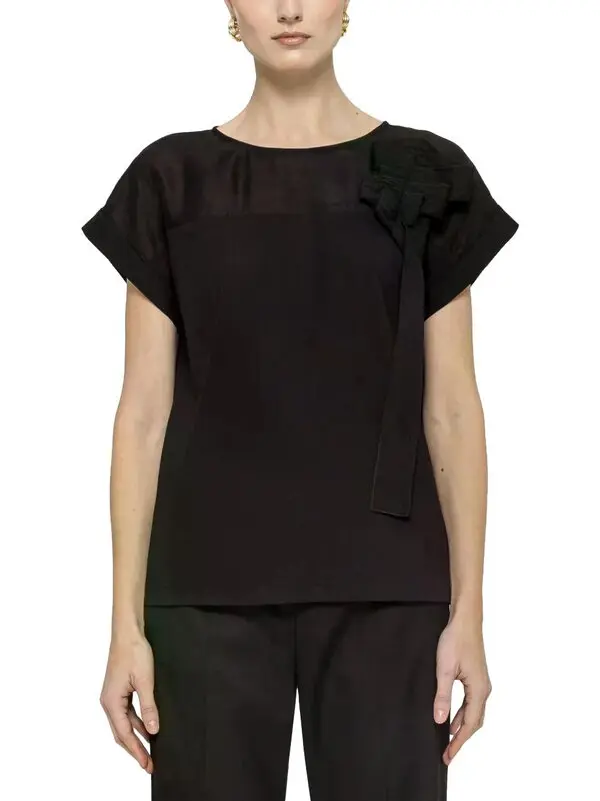 NISSA Bow Detail Blouse - Black