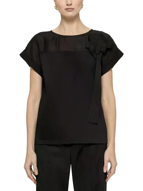 NISSA Bow Detail Blouse - Black