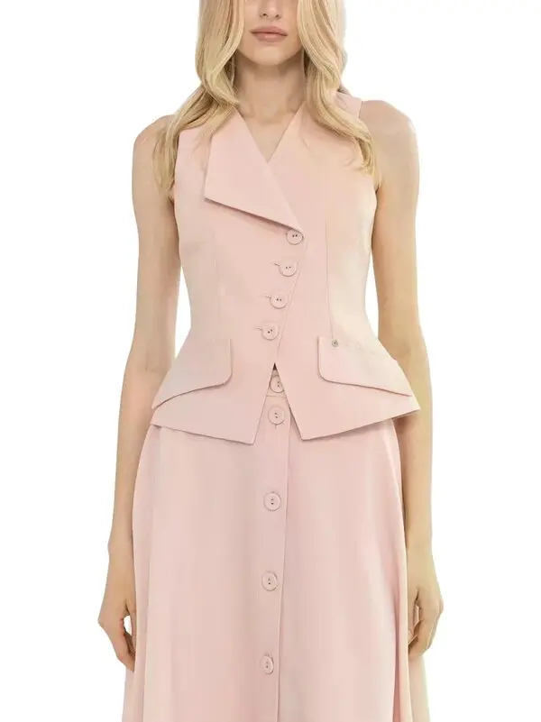 NISSA Button Detailed Tailored Vest - Pink