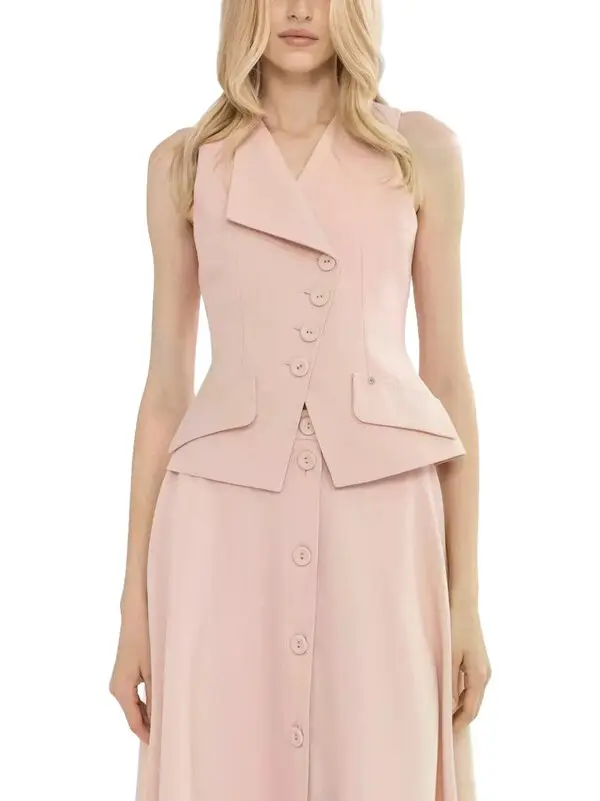 NISSA Button Detailed Tailored Vest - Pink