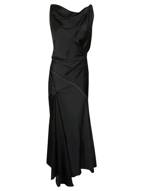 Victoria Beckham V-neck Ruffle Midi Dress - Black