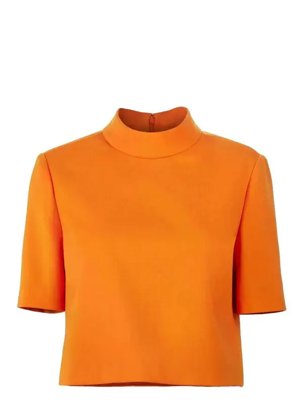 Carolina Herrera Short-sleeve Mock Neck Top - Orange