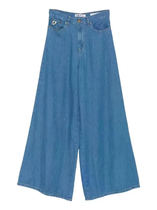 LOIS Marlene Logo-patch Wide Leg Jeans - Blue