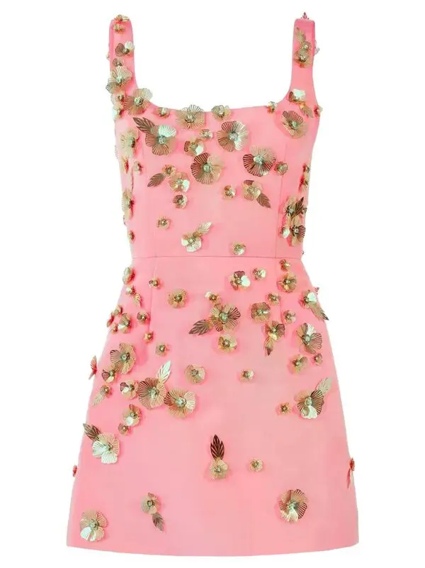 Carolina Herrera Floral-embellished Mini Dress - Pink