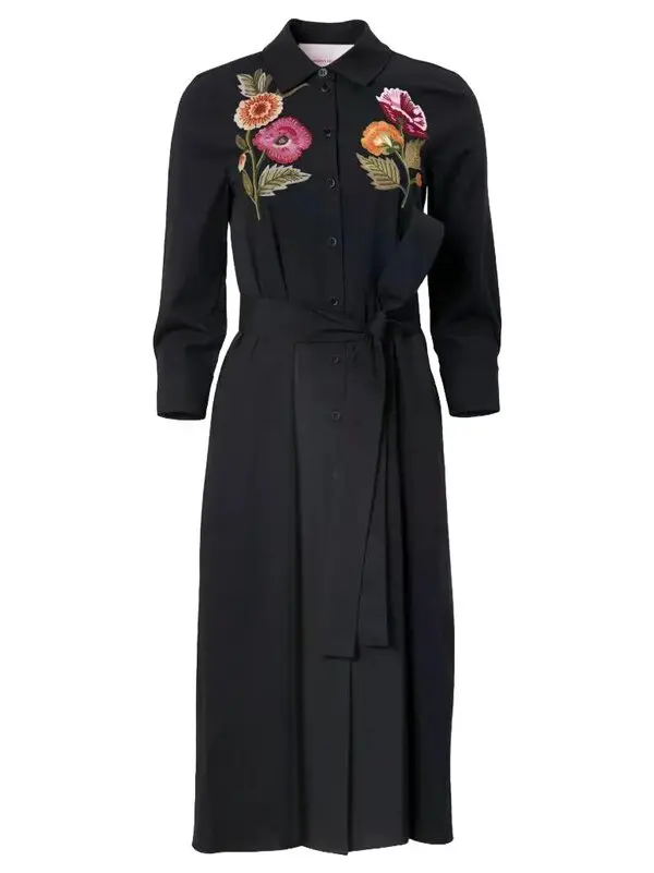 Carolina Herrera Embroidered Shirt Dress With Belt - Black