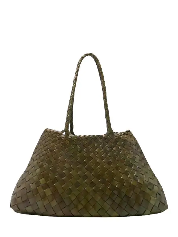 Dragon Diffusion Large Santa Croce Woven-design Shoulder Bag - Green