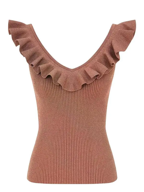 Zimmermann Wanderlust V-neck Top - Brown