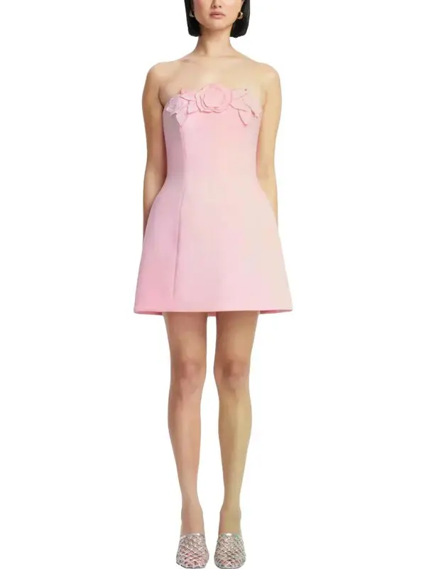 LEO LIN Roselle Floral-appliqué Strapless Mini Dress - Pink