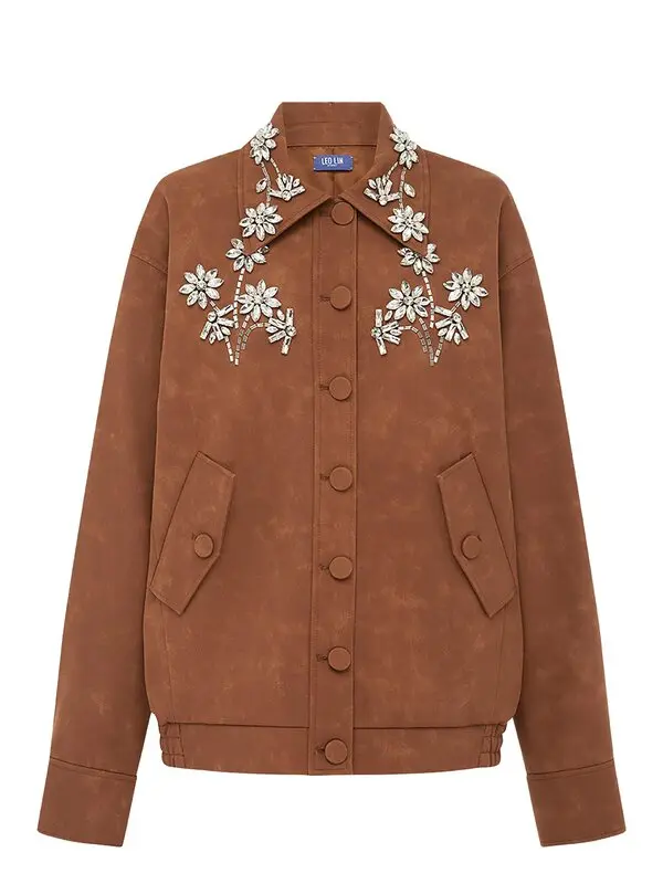 LEO LIN Astrid Embellished Jacket - Brown