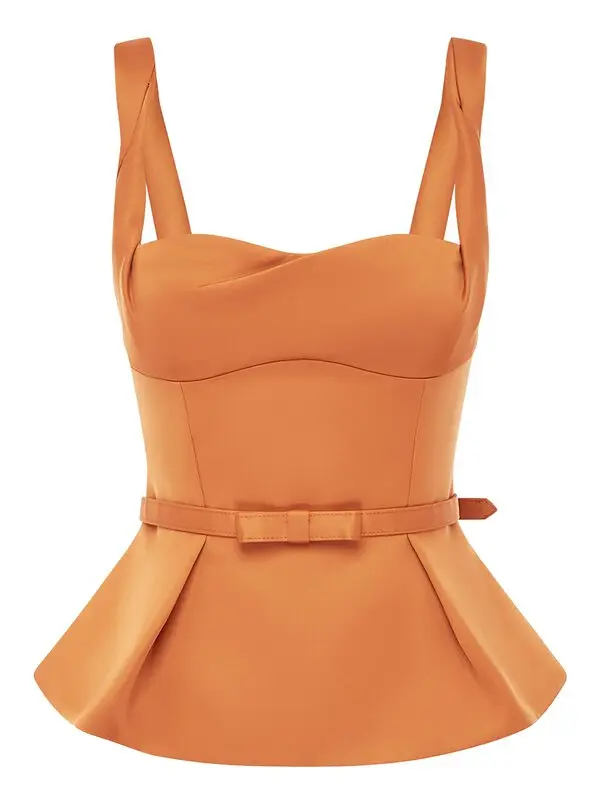 LEO LIN Georgia Peplum Top - Orange