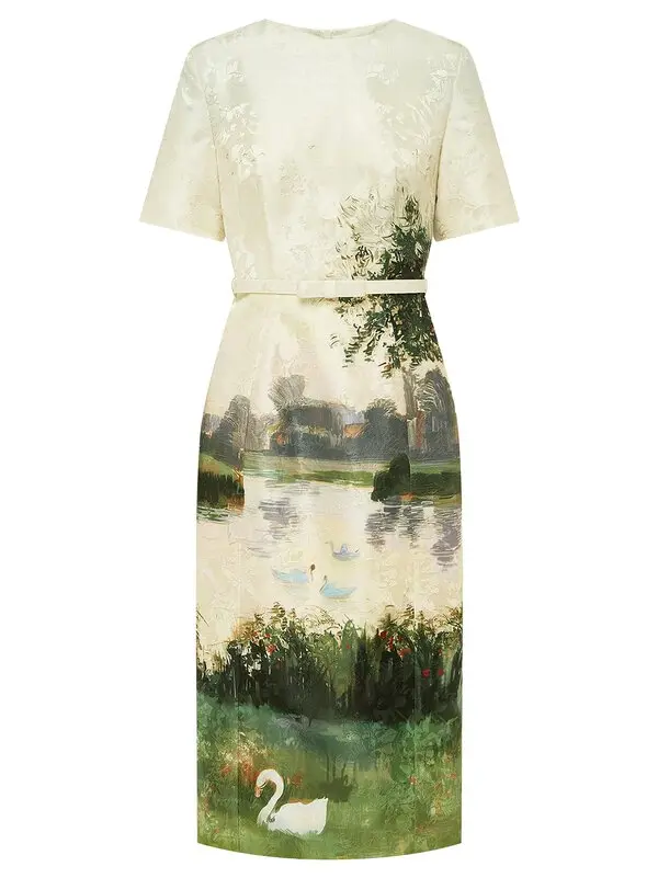 LEO LIN Elizabeth Jacquard Midi Dress - Print