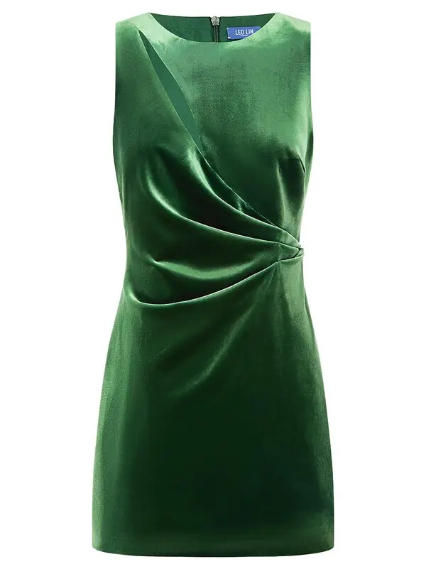 LEO LIN Mina Cutout Mini Dress - Dark Green