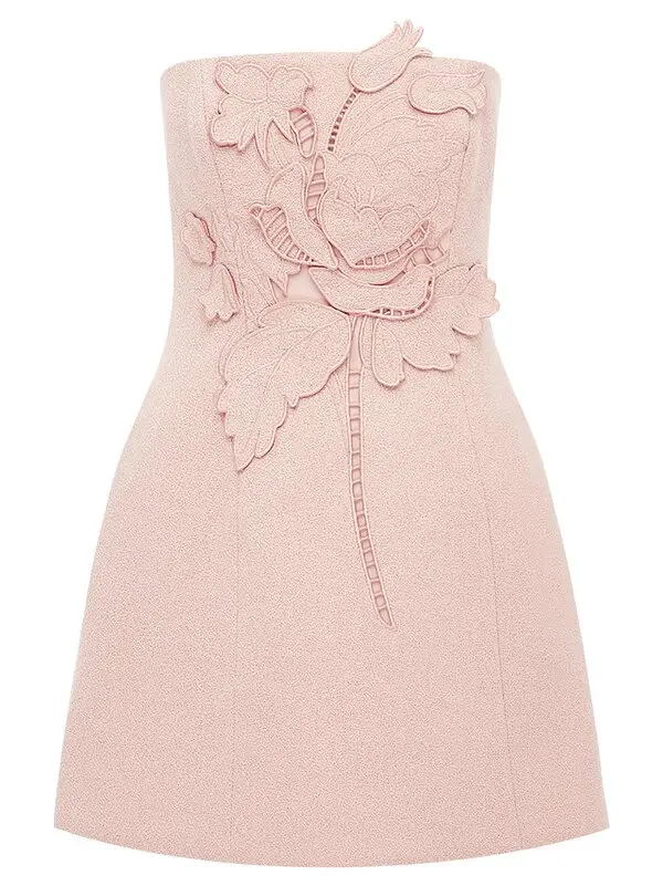 LEO LIN Roselle Applique Tweed Mini Dress - Pink