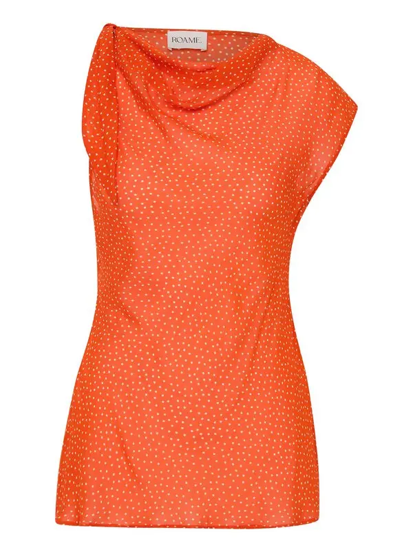 ROAME Asymmetrical Cowl Neck Top - Orange