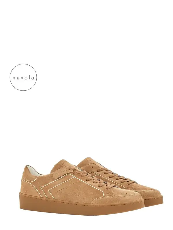Canali Nuvola Suede Sneakers With Piping - Brown