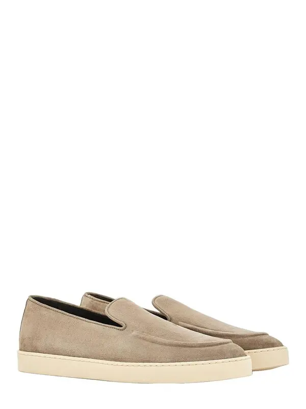 Canali Suede Loafers With Rubber Sole - Brown