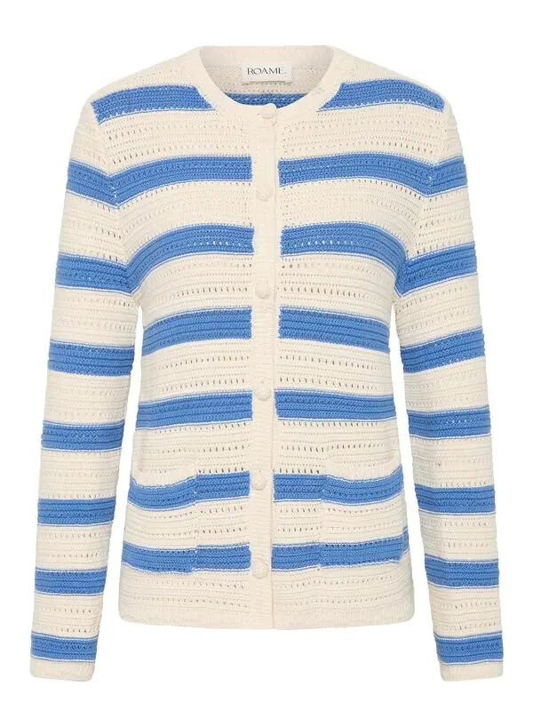 ROAME Manon Cotton Knit Cardigan - Stripe