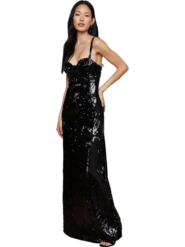 L'Agence Sayla Sequin Gown - Jet Black