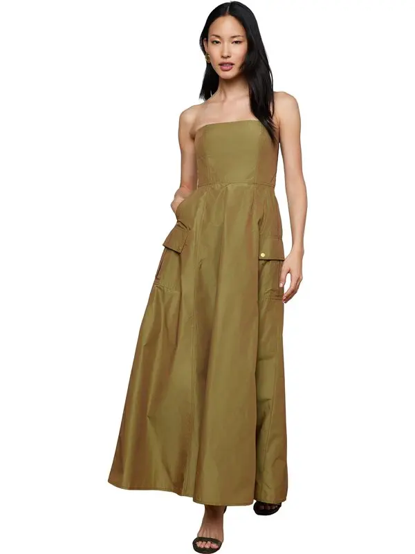 L'Agence Nessa Strapless Gown - Olive