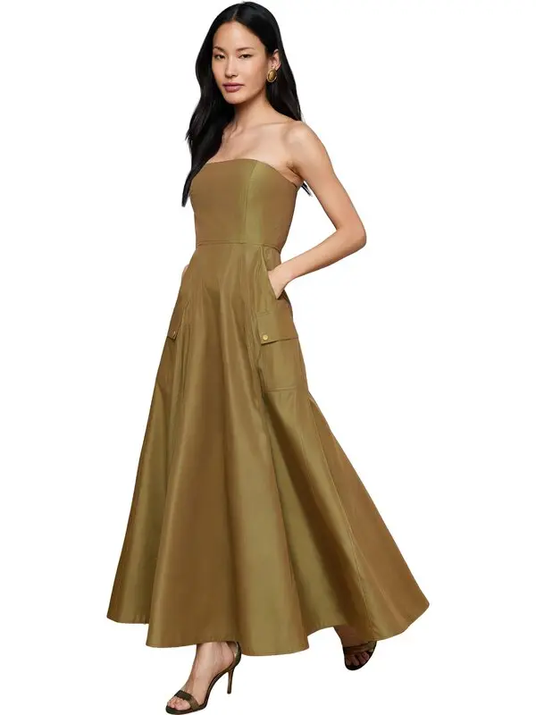 L'Agence Nessa Strapless Gown - Olive