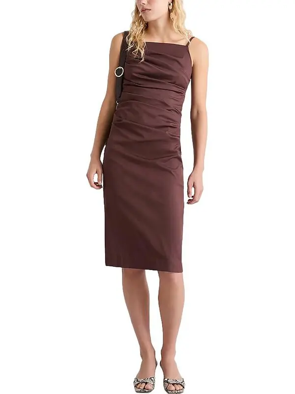 Marella Ciocca Draped Poplin Dress - Brown