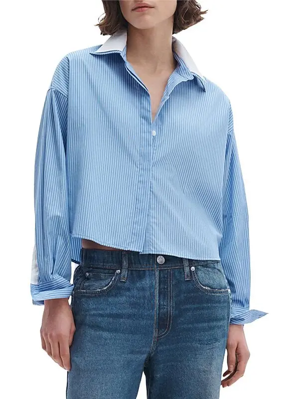 Rag & Bone Marin Stripe Layered Shirt - Blue Stripe