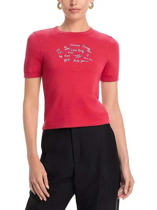 Rag & Bone Sweetheart Phrases Mica Ringer Tee - Red