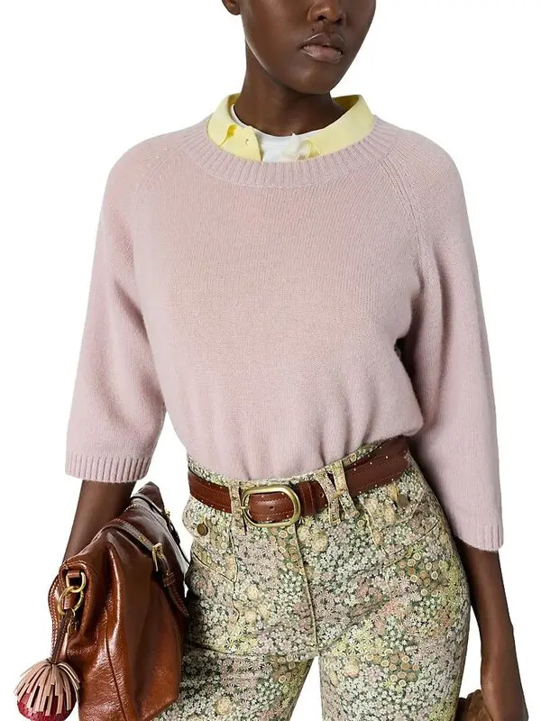 Gerard Darel Liviah Round Neck Cashmere Sweater - Pink