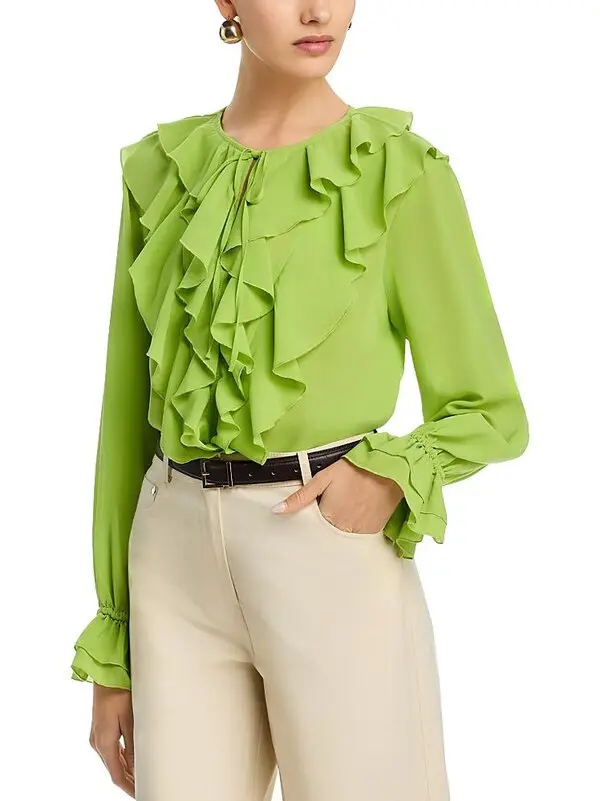 TOCCIN Tobi Exaggerated Ruffle Blouse - Lime
