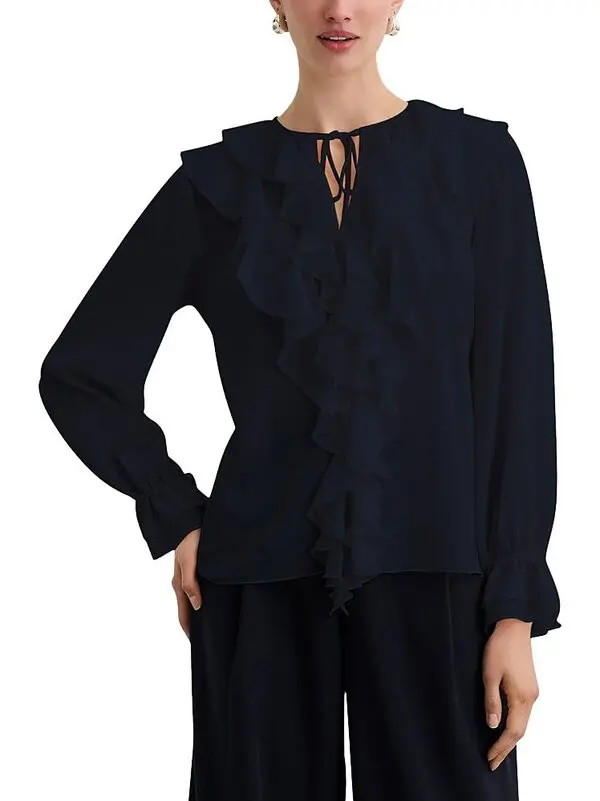 TOCCIN Tobi Exaggerated Ruffle Blouse - Midnight
