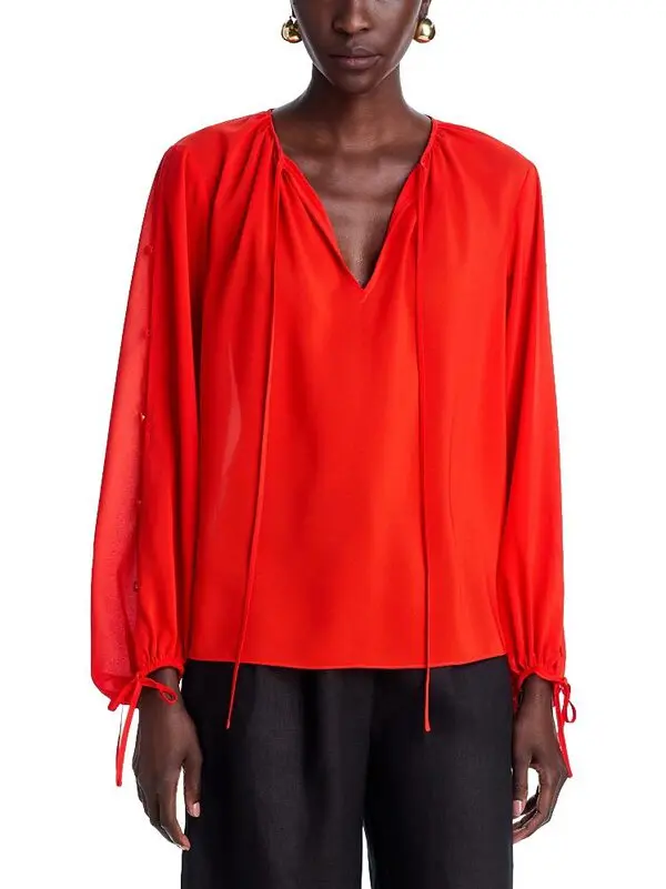 TOCCIN Oletta Long Sleeve Blouse - Tomato