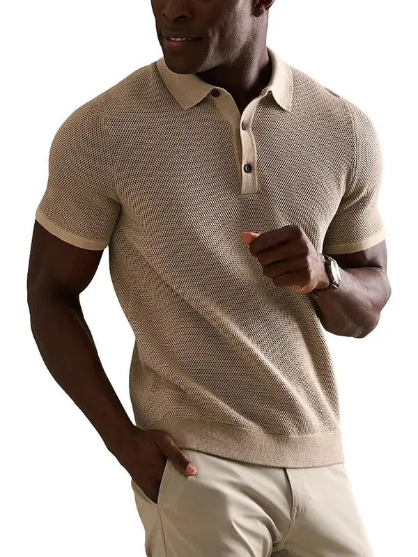 RHONE Mercer Knit Polo Shirt - Bone