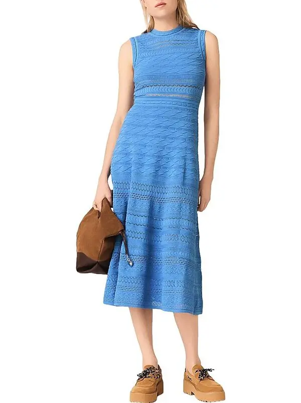 Maje Pointelle Knit Maxi Dress - Blue