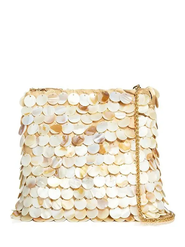 Aqua Sequin Clutch - White